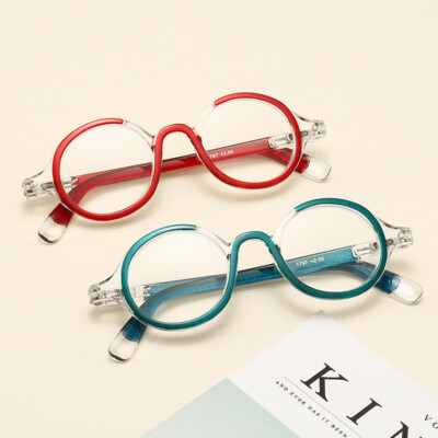 Round Readers Spring Hinges Reading Glasses Fashion Clear Presbyopic +1 ...