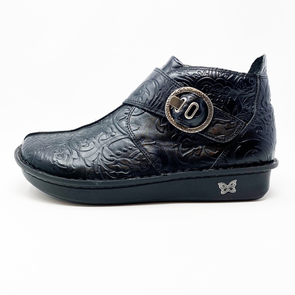 Alegria Caiti Yeehaw Black Leather Booties Shoes CAT-691 Hook/Loop 10.5 ...