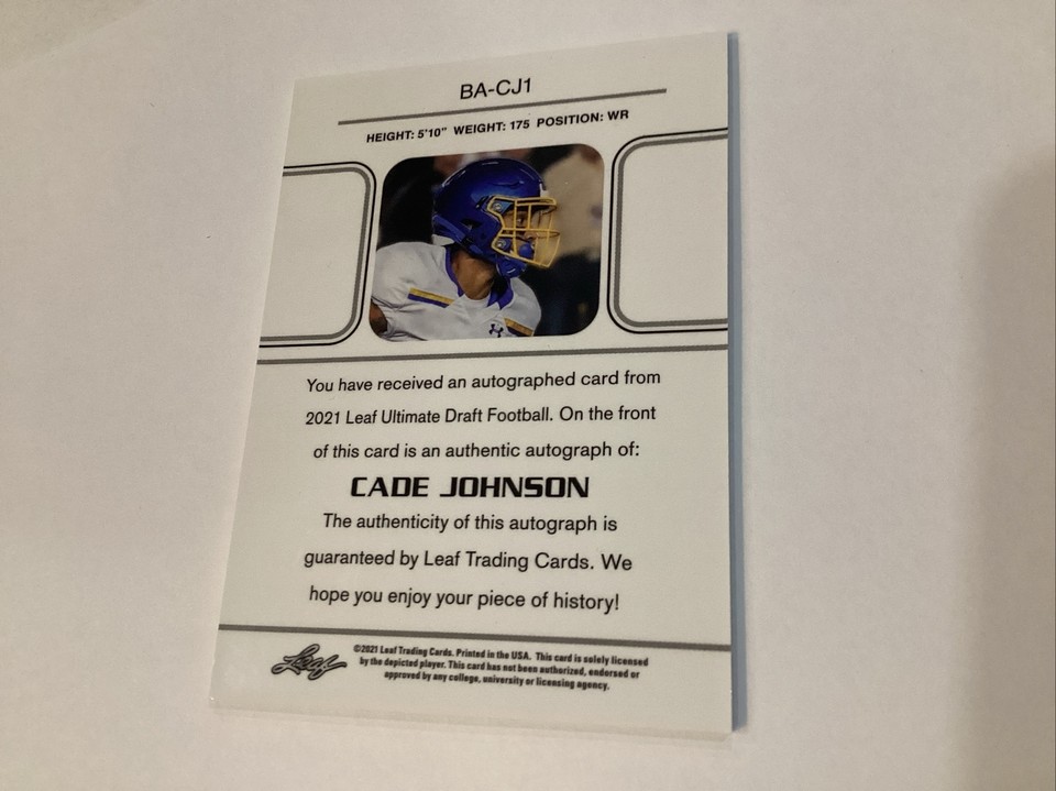 2021 Leaf #BA-CJ1 Cade Johnson Rookie Auto SP /99 | eBay