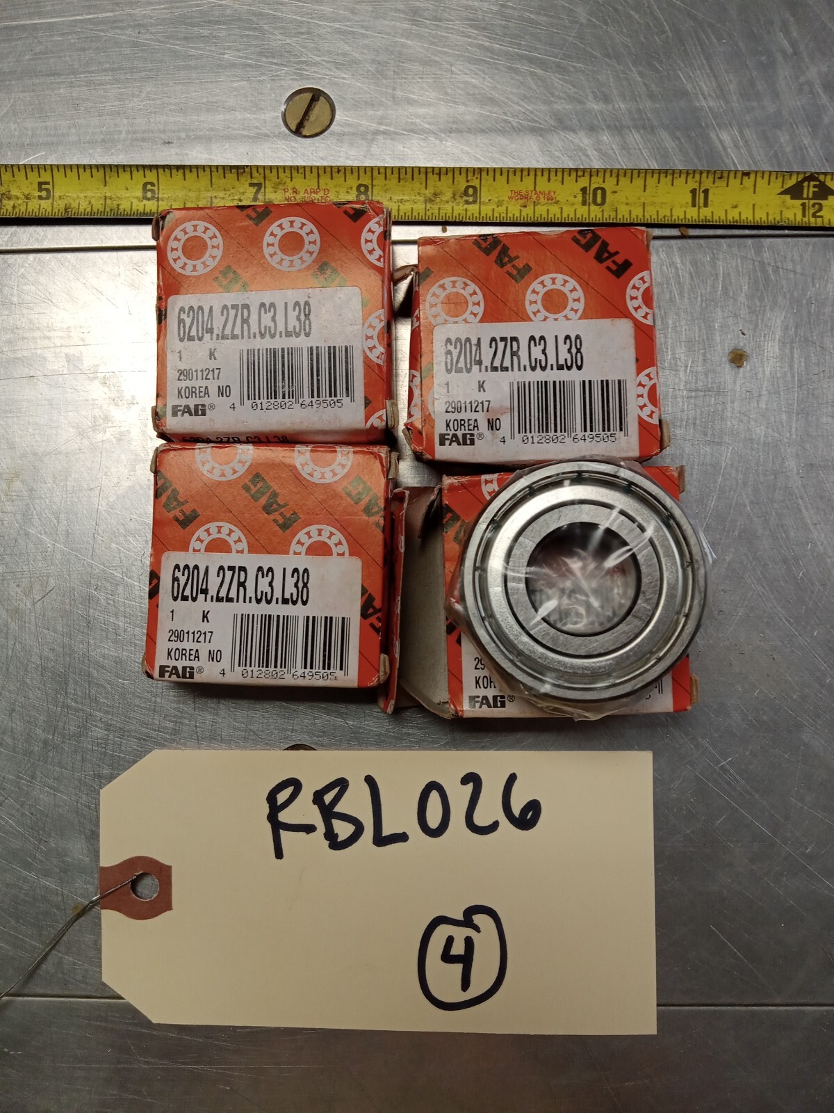 FAG 6204.2ZR.C3.L38 Ball Bearings - Lot of Qty (4) NOS - RBL026 | eBay