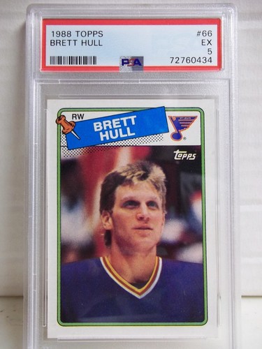 1988 Topps Brett Hull Rookie PSA EX 5 Card #66 NHL HOF St Louis Blues ...