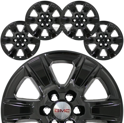 2014-2019 GMC Sierra 1500 SLE 20" Black Wheel Skins Hub Caps Alloy Rim ...