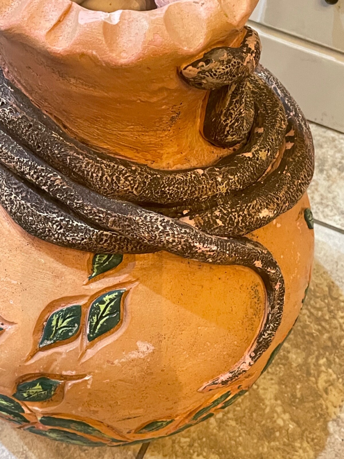 Vintage Large Native American Pottery Snake Pot Vase Signed Comanche 19 ...