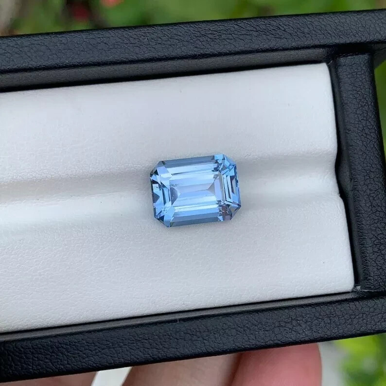 10 Ct Natural Santa Maria Blue Aquamarine Emerald Cut Loose Gemstone ...