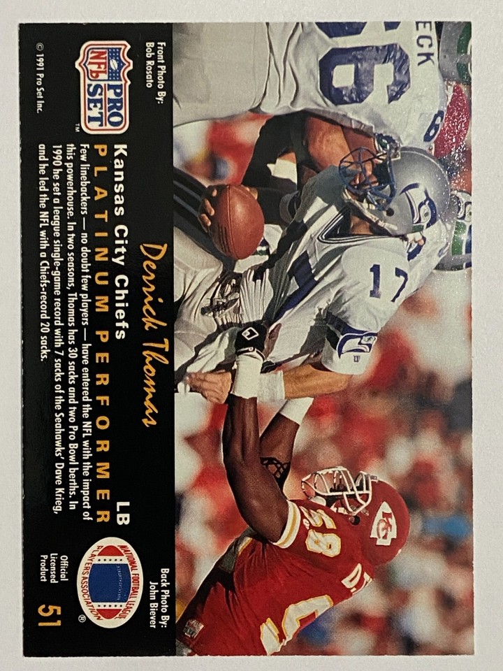 1991 Pro Set Platinum #51 Derrick Thomas Kansas City Chiefs | eBay