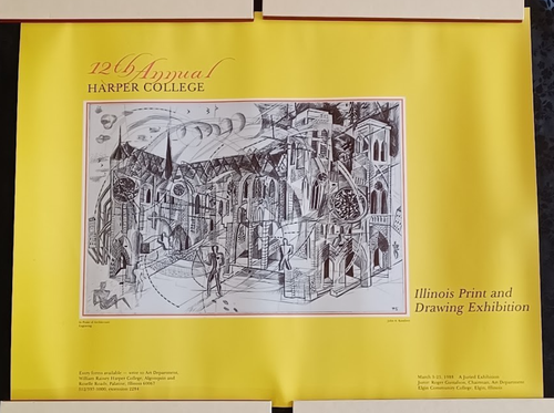 Harper College - RARE John A. Knudsen Poster - 1988 Exhibition Roger ...