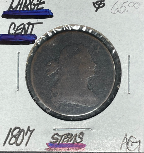 1807 DRAPED BUST LARGE CENT ~AG "STEMS" ~NICE VERY OLD COIN~ | eBay
