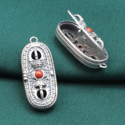 A22 Pendant for Opening Vajra Ritual Weapon Buddhist Red Agate Silver ...