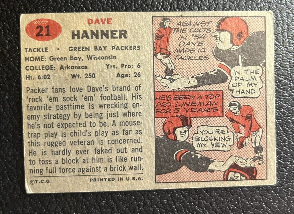 Dave Hanner Autographed Signed 1957 Topps Card #21 Green Bay Packers | eBay