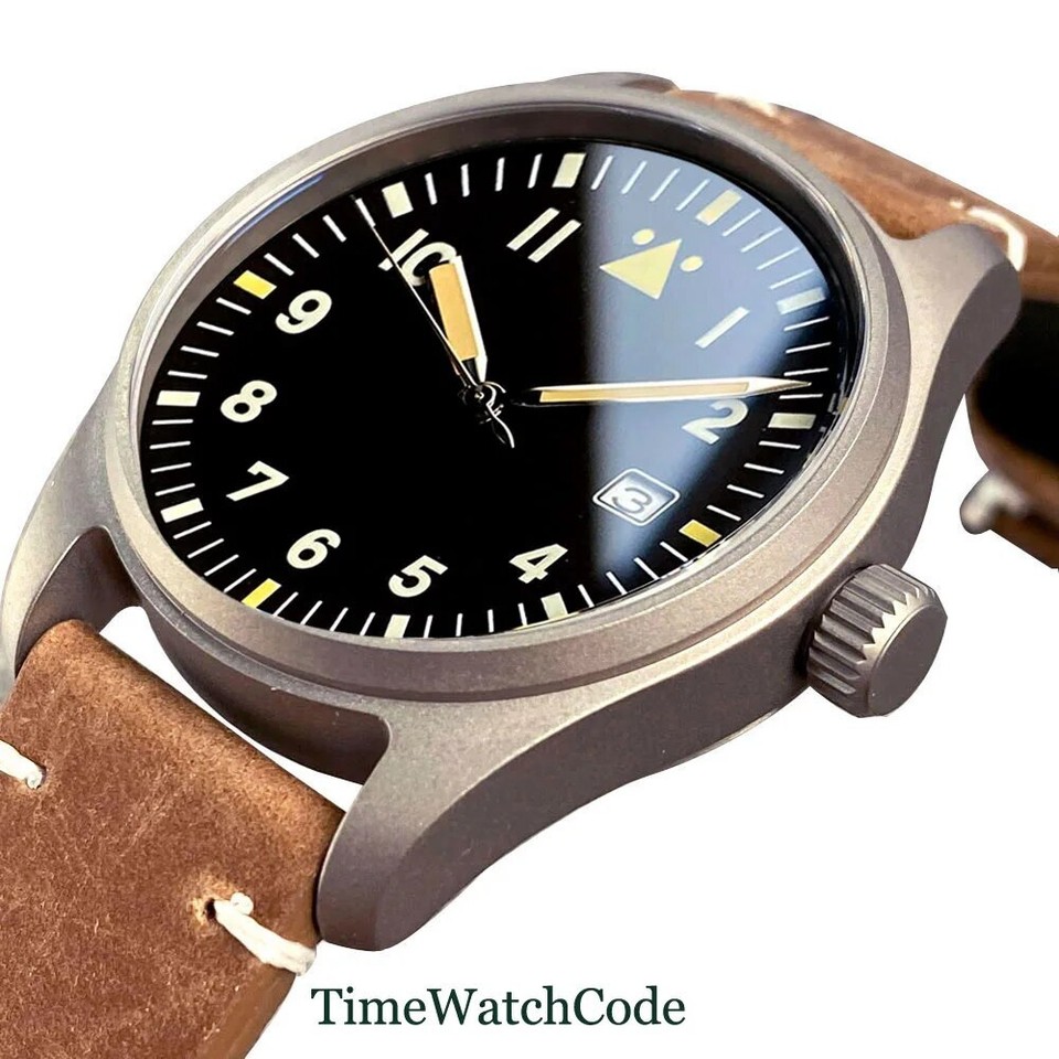 Tandorio Titanium Pilot Dive Automatic Watch for Men NH35A Sapphire ...