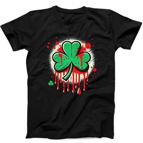 St. Patrick's Day Bloody Shamrock Horror Grunge Funny Gift Black Tee T ...