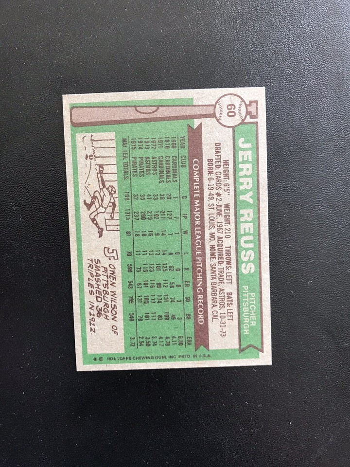 1976 TOPPS #60 JERRY “ROLLS” REUSS PIT PIRATES—PACK FRESH BLAZER🔥 ...
