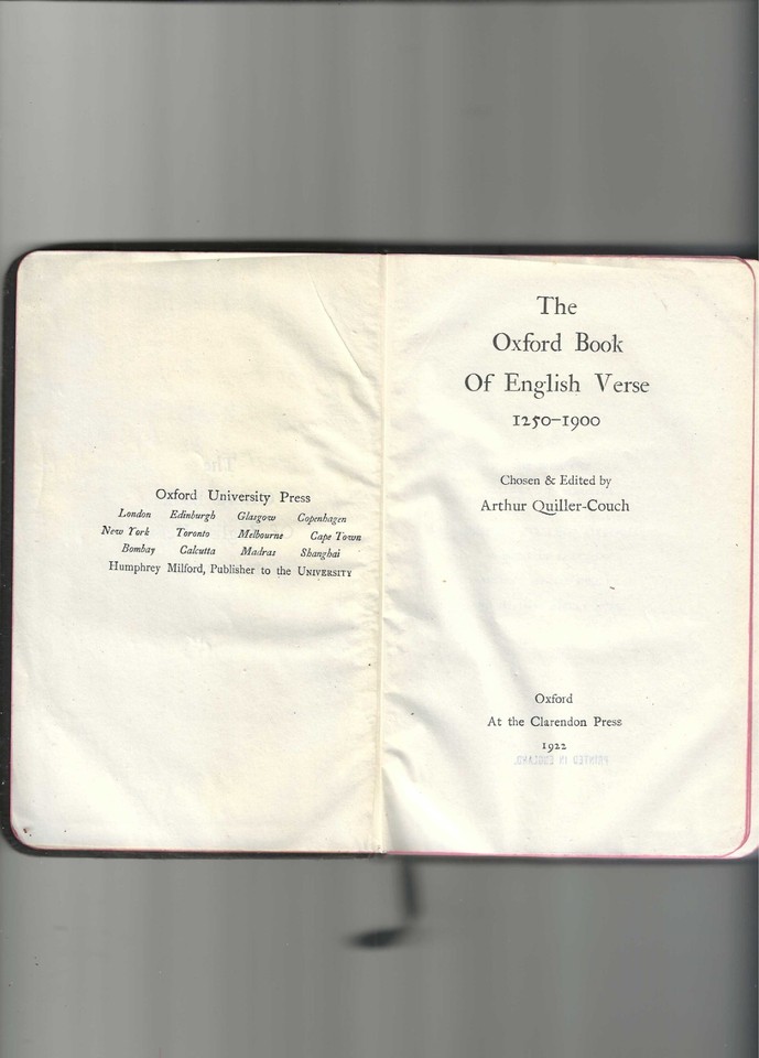 1922 The Oxford Book of English Verse 1250-1900 | eBay