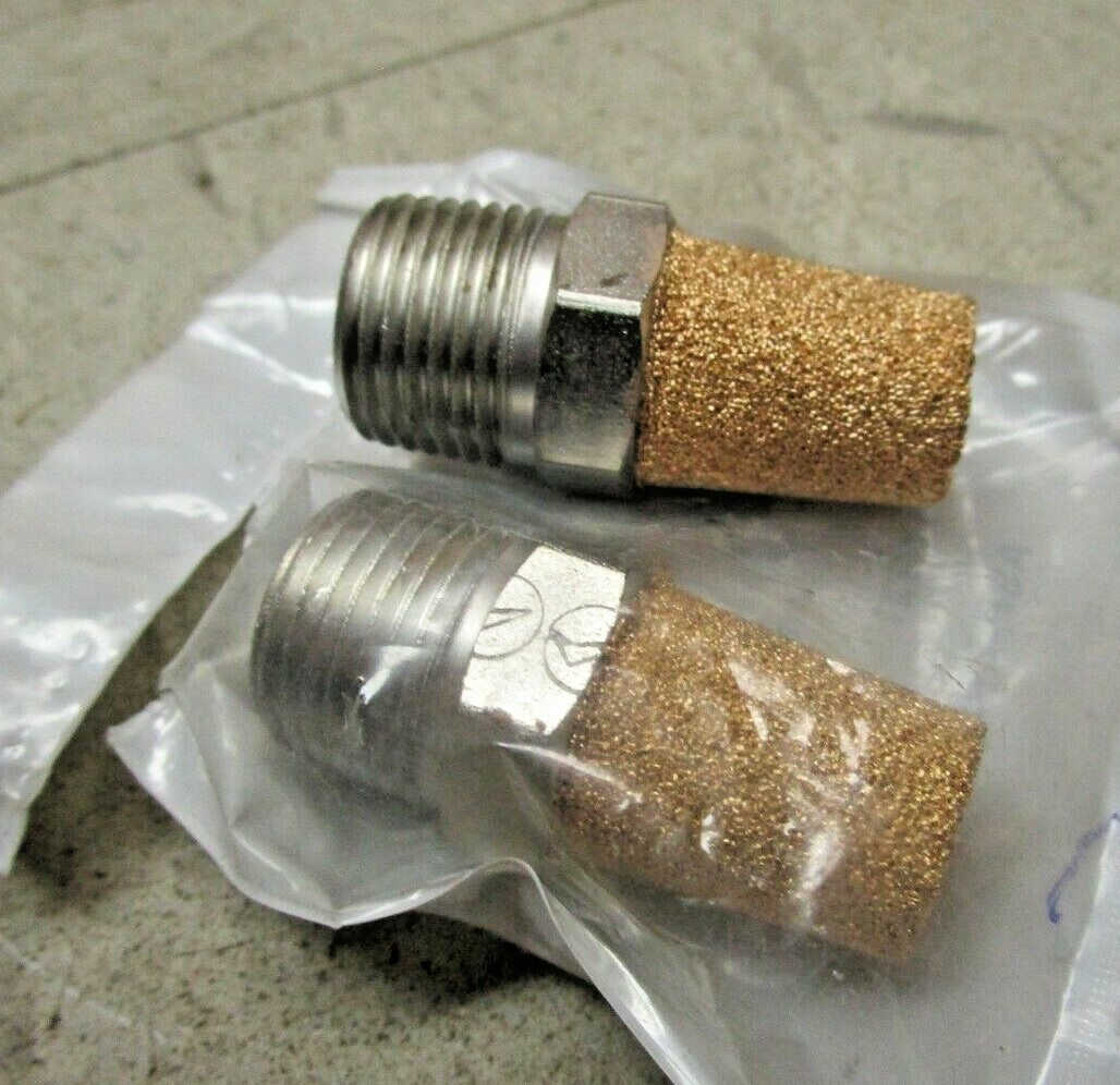 (2) SpeedAire Exhaust Muffler 1A327 ASP-3-S1 3/8" NPT 1-1/2" Length Lot ...