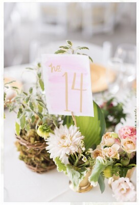 Watercolor Pink Peach Wedding Table Numbers Gold 5 X 7 | eBay