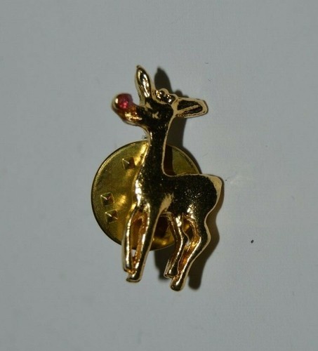 Vintage Rudolph The Red Nose Reindeer Golden Small Lapel Pin RARE MINTY ...