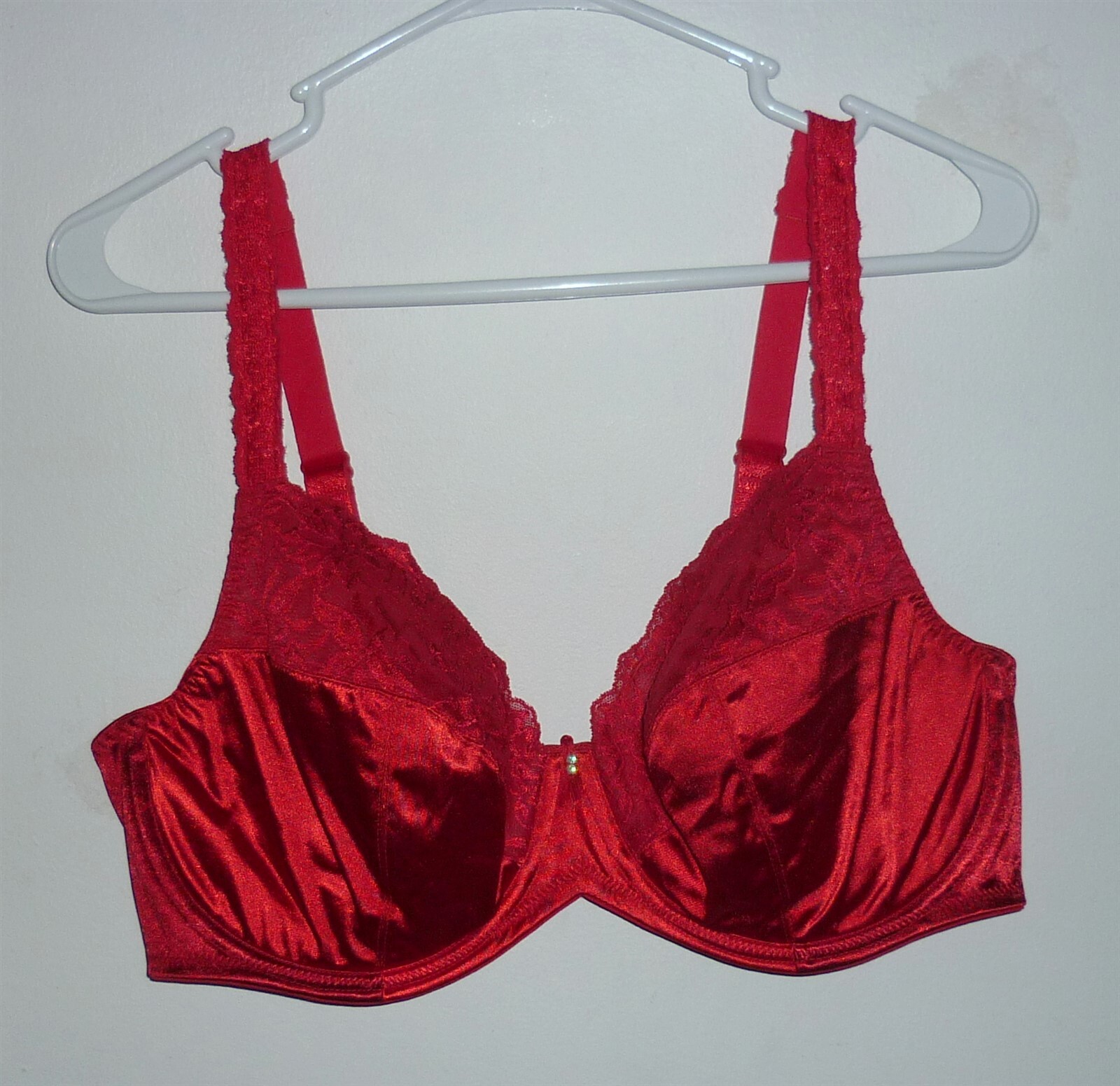 JUST MY SIZE JUST GORGEOUS LIGHTLY LINED SATIN & LACE UW BRA SZ 42D ...
