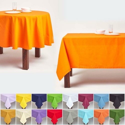 100% Cotton Plain Fabric Tablecloth Square Rectangular Round Dining ...