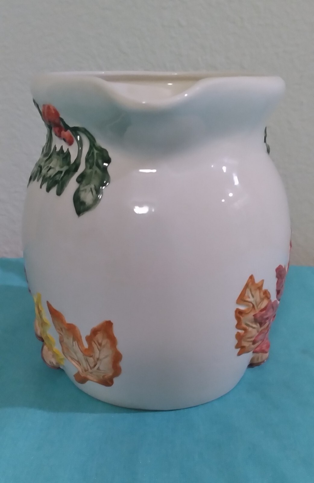 Vtg WCL Porcelain Ceramic Decorative Water Pitcher Hand Painted Fall ...
