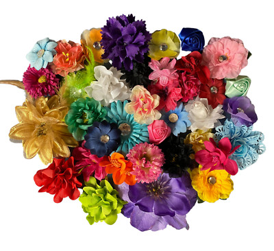 110pcs. Mix Lot of Colorful Silk Fabric Flowers-for crafts, hair bows ...