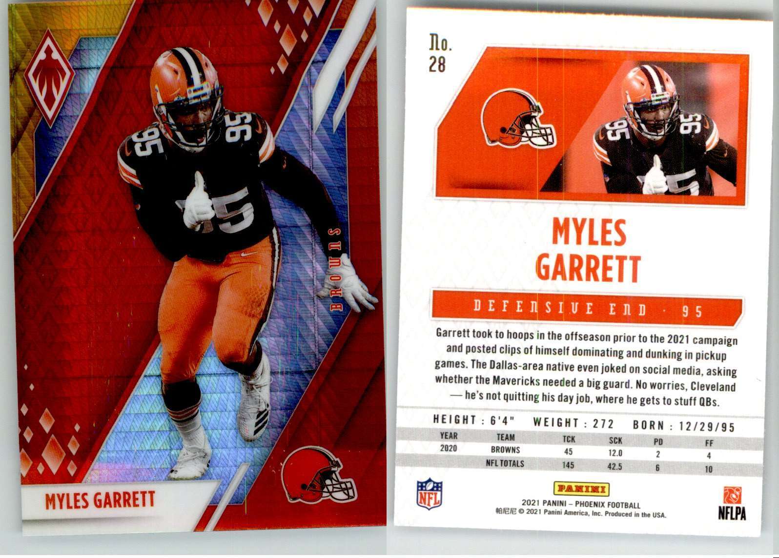 Myles Garrett 2021 Phoenix Fanatics Fire Burst #28 Browns | eBay