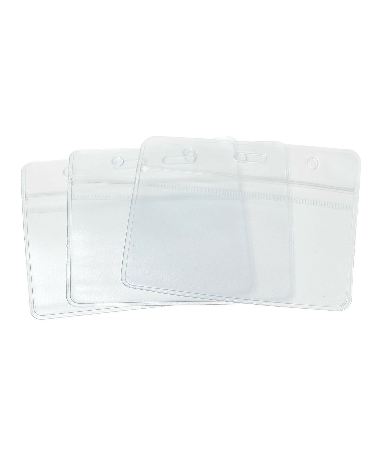 Clear Plastic ID Badge Card Plastic Wallet Pocket Holder Pouches 98mm x ...