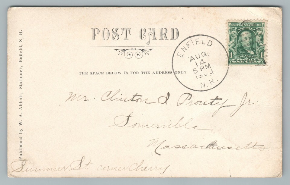 Mascoma River ENFIELD New Hampshire—Covered Bridge View Antique UDB ...