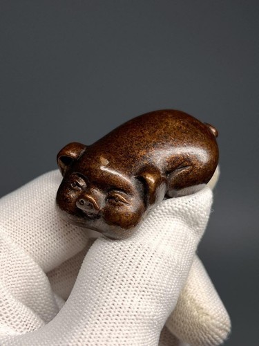 Antique Copper Pig Ornament Paperweight Metal Craft Used | eBay