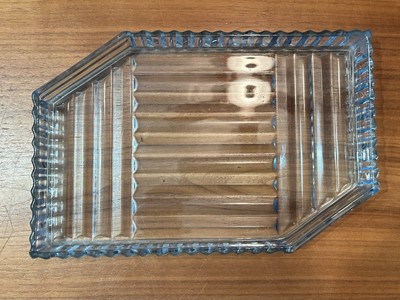 Vintage Art Deco Molded Glass Light Blue Vanity Tray Dresser Catch All ...