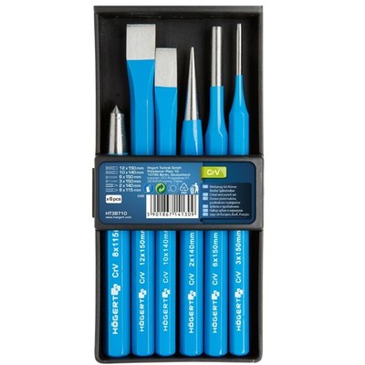 Cold Chisel Taper Punch Centre Punch Set 6pcs CrV Steel in Storage Box ...