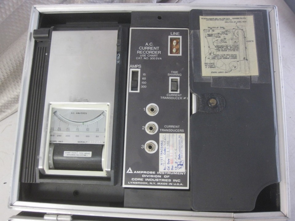 Vintage Amprobe AA3 Ammeter AC Recorder with 3 Clamps, Power Cord and ...
