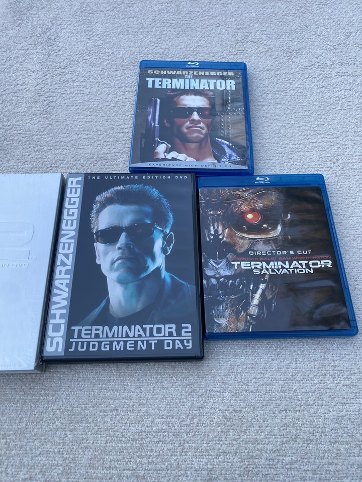 Terminator (Blu-ray) & T2 (DVD) & Salvation (Blu-Ray) Arnold ...