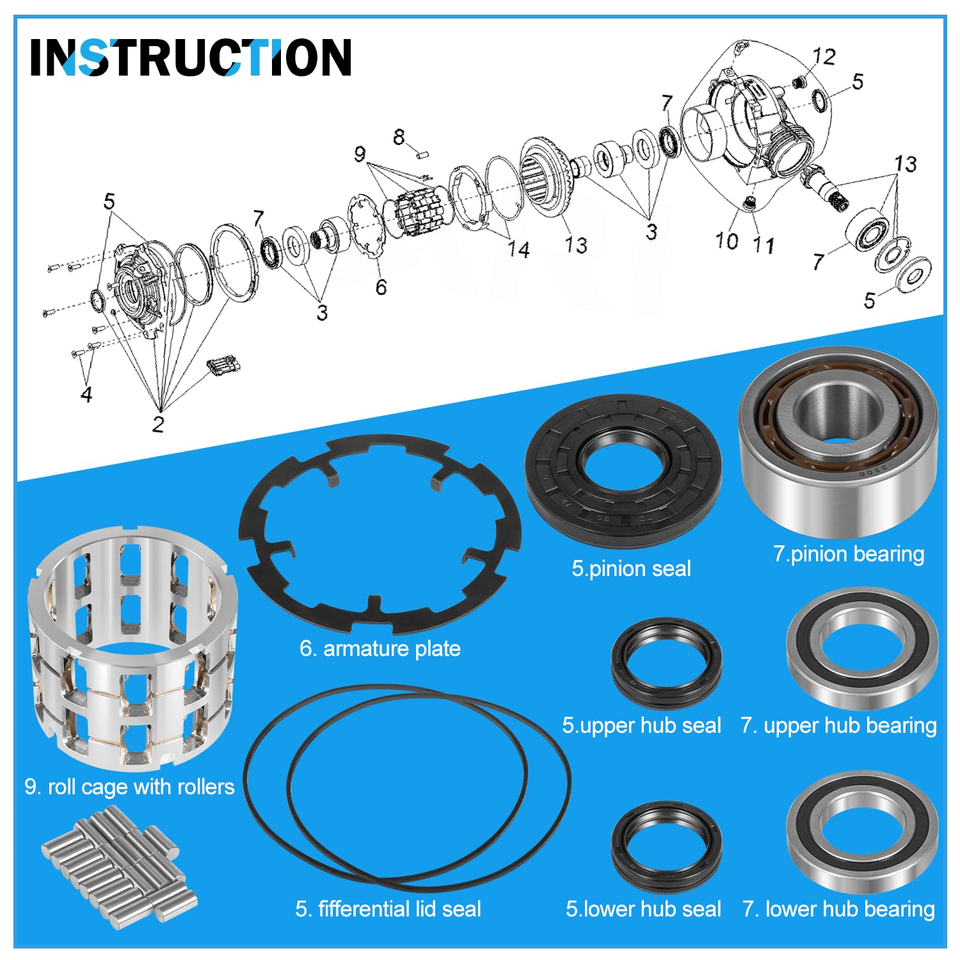 For Polaris Front Diff Rebuild Kit Sprague Armature Plate Ranger RZR ...