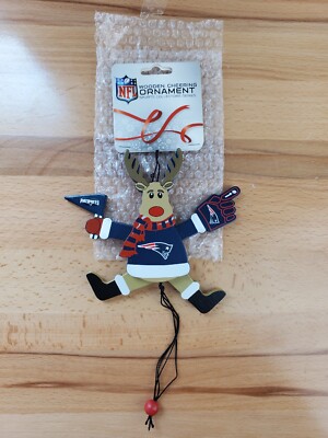 New England Patriots Wooden Cheering Reindeer Ornament NFL 2016 NEW | eBay