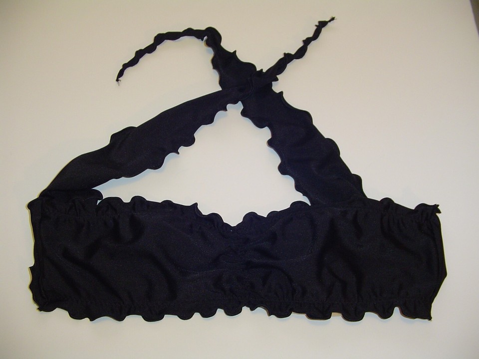 Brown A/B Scrunch Ruffle Bandeau Bikini Top Ritchie Swimwear Womens Tie ...