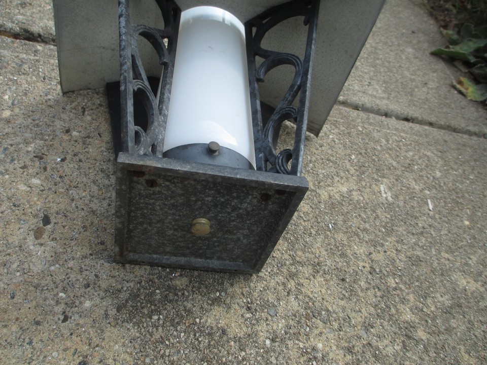 WALL SCONCE arts & crafts VINTAGE lighting PRAIRIE STYLE wide hood ...
