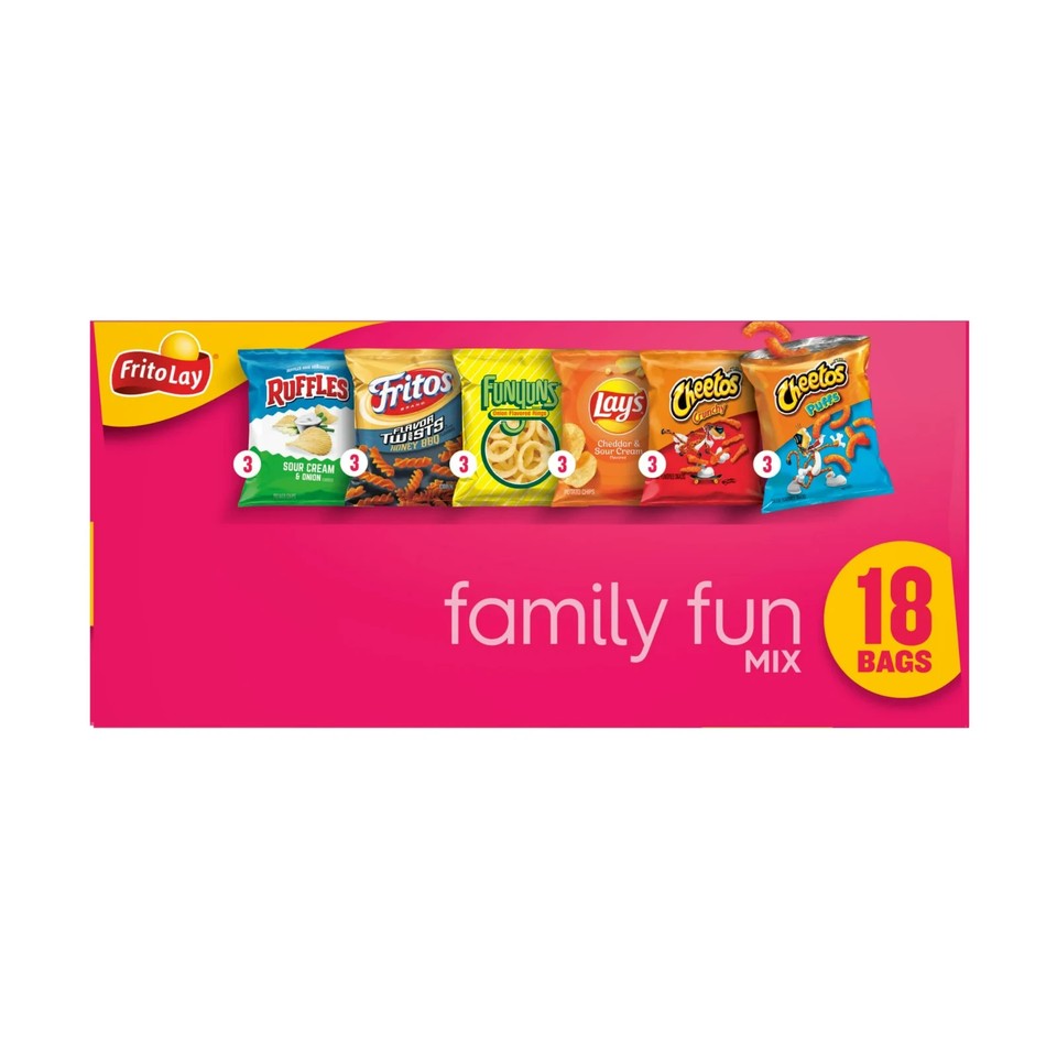 Frito-Lay Family Fun Mix Variety Pack Snack Chips, 18 Count Multipack ...