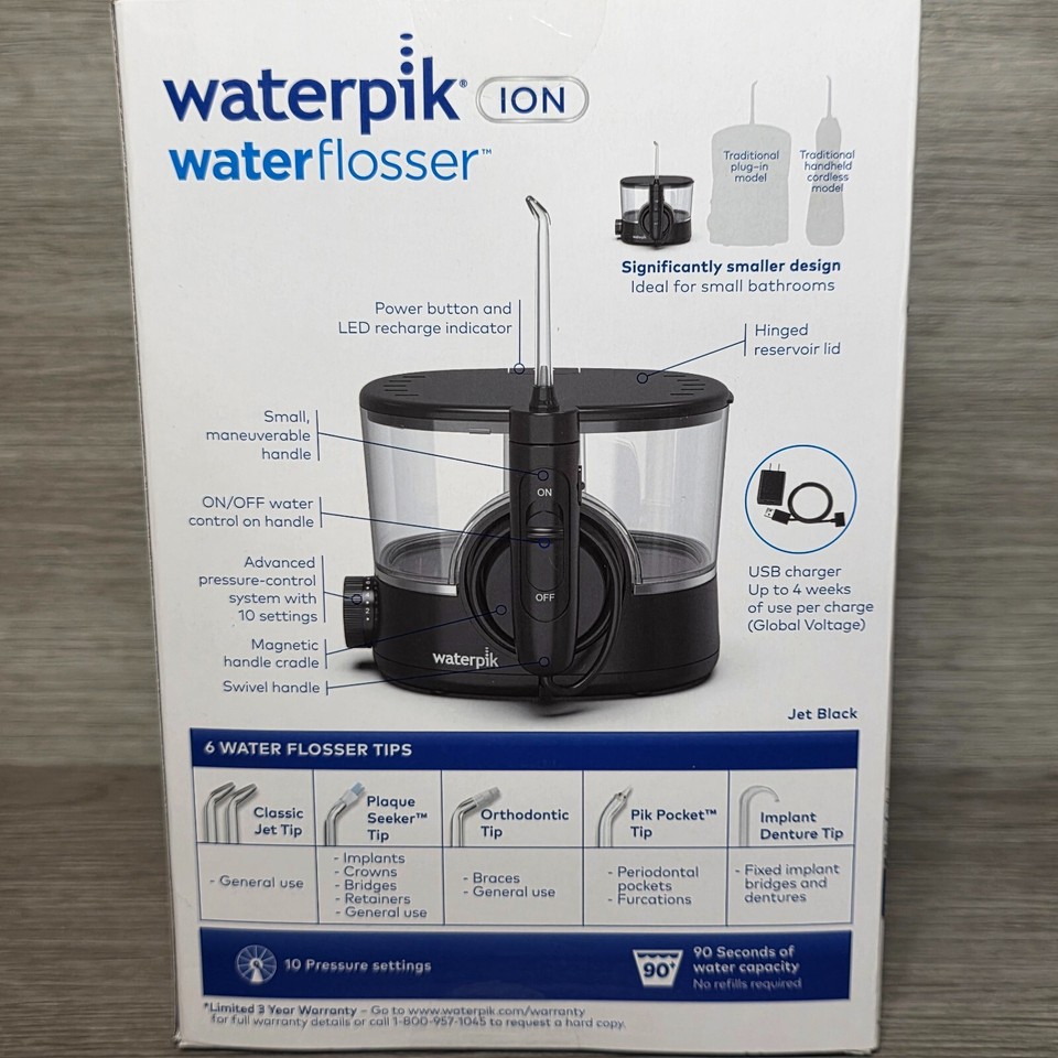 Waterpik ION Water Flosser Compact Rechargeable Cordless Countertop ...