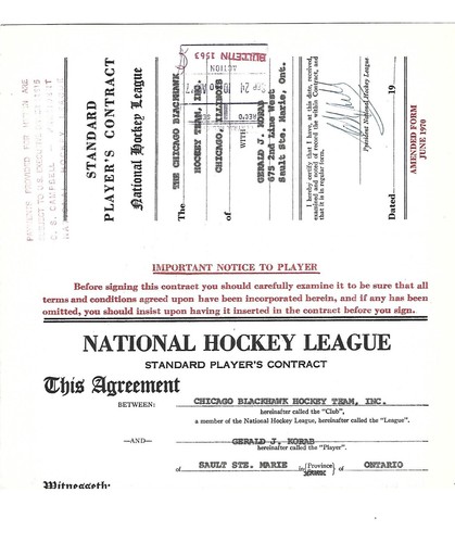 RARE 1/1 1971 NHL PLAYER CONTRACT JERRY KORAB, CHICAGO BLACKHAWKS !! | eBay