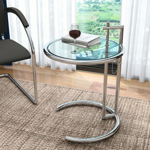 Eileen Side Table End Table Adjustable Height Silver | eBay