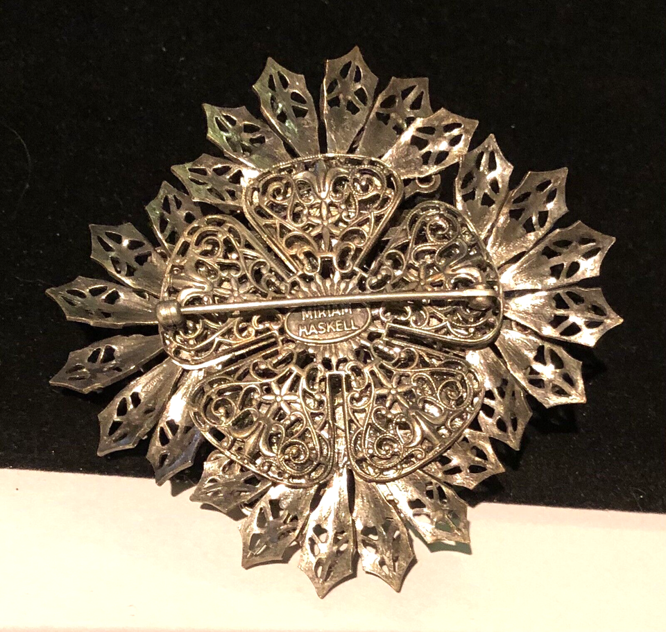 Miriam Haskell Signed Brooch Rare Vintage Huge 3-1/4” Citrine ...