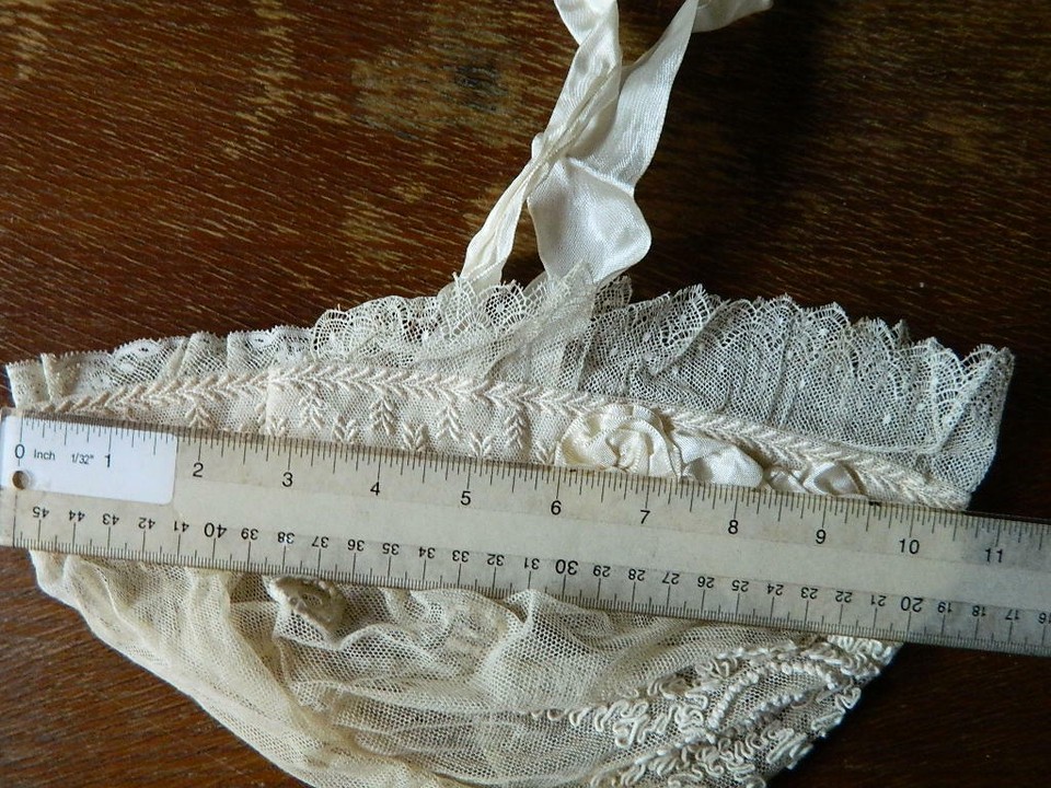 1850'S RARE CIVIL WAR ERA EMBROIDERED SUNDAY BONNET LACE TULLE HAT ...