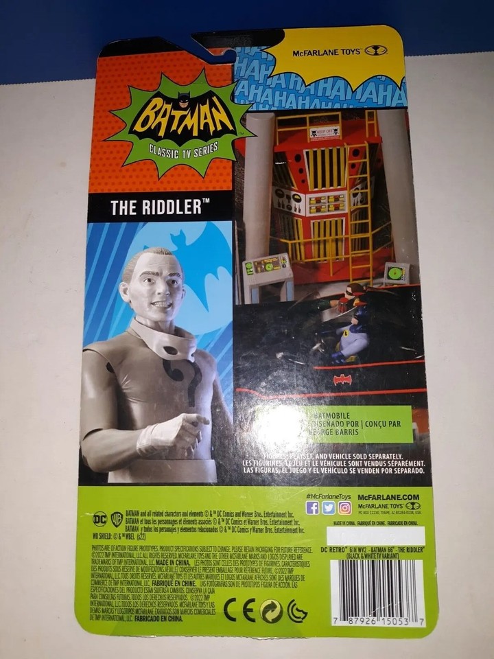 McFarlane Batman DC Retro 66 Classic TV Series Riddler Unmasked Black ...