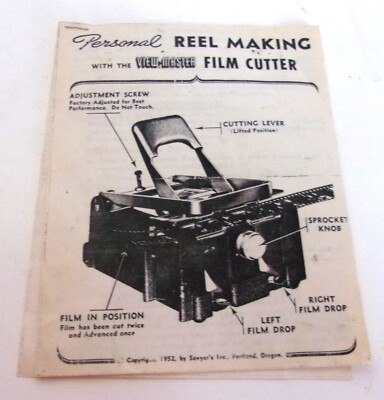 Vintage 1952 View-Master Personal Reel Making Film Cutter Instructions ...