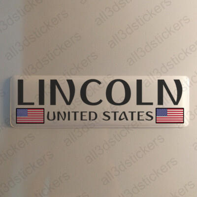 Lincoln USA United States Sticker 4.70x1.18" Domed Resin 3D Flag ...