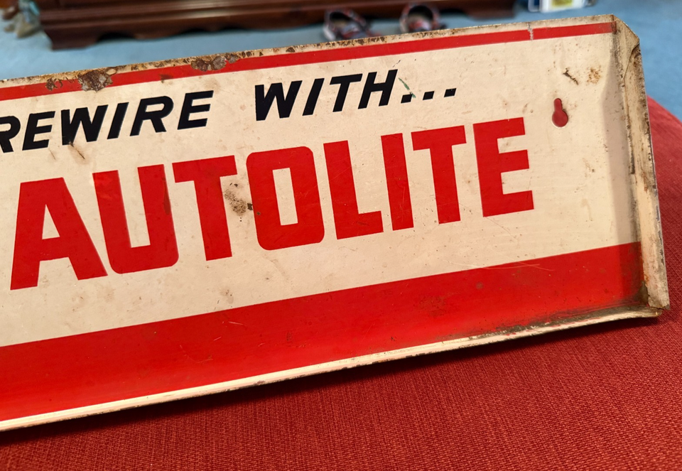 Vintage Ford REWIRE WITH Autolite Painted Metal Sign 18" X 6.5" | eBay