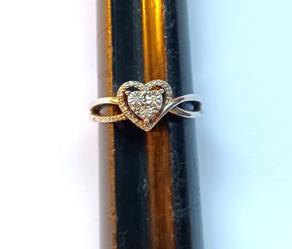 Kay Jewelers Diamond Heart Sterling Silver Ring Size - 7 1/2 | eBay