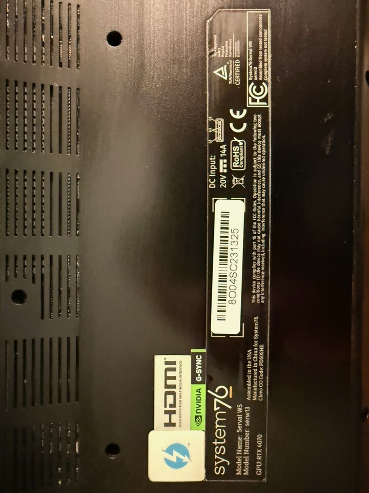System76 Serval WS | i9-14900HX | RTX 4070 | 64GB DDR5 | 1.5TB NVMe ...