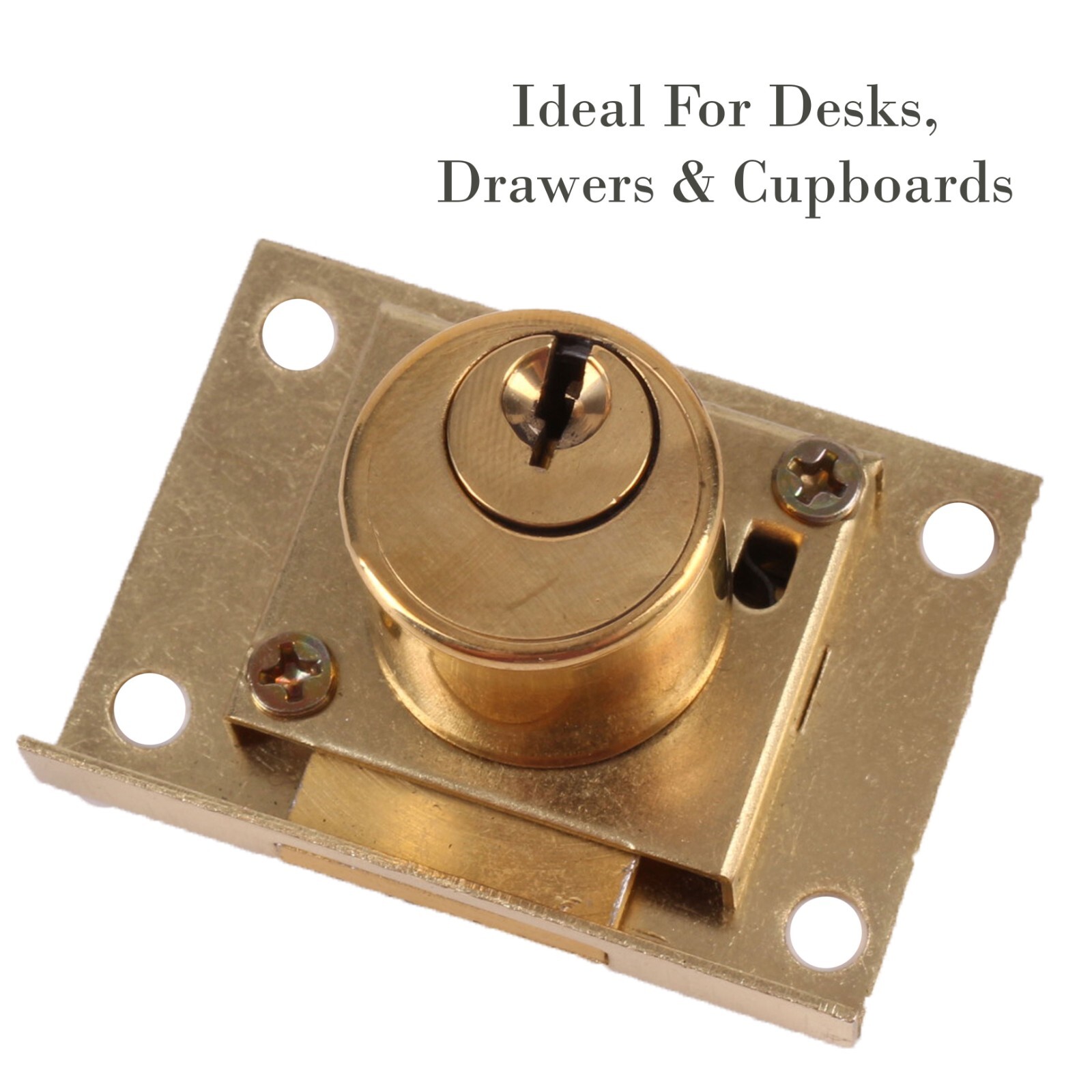 QUALITY BRASS DRAWER LOCK KIT +2 KEYS Cabinet Cupboard Door Office Desk ...