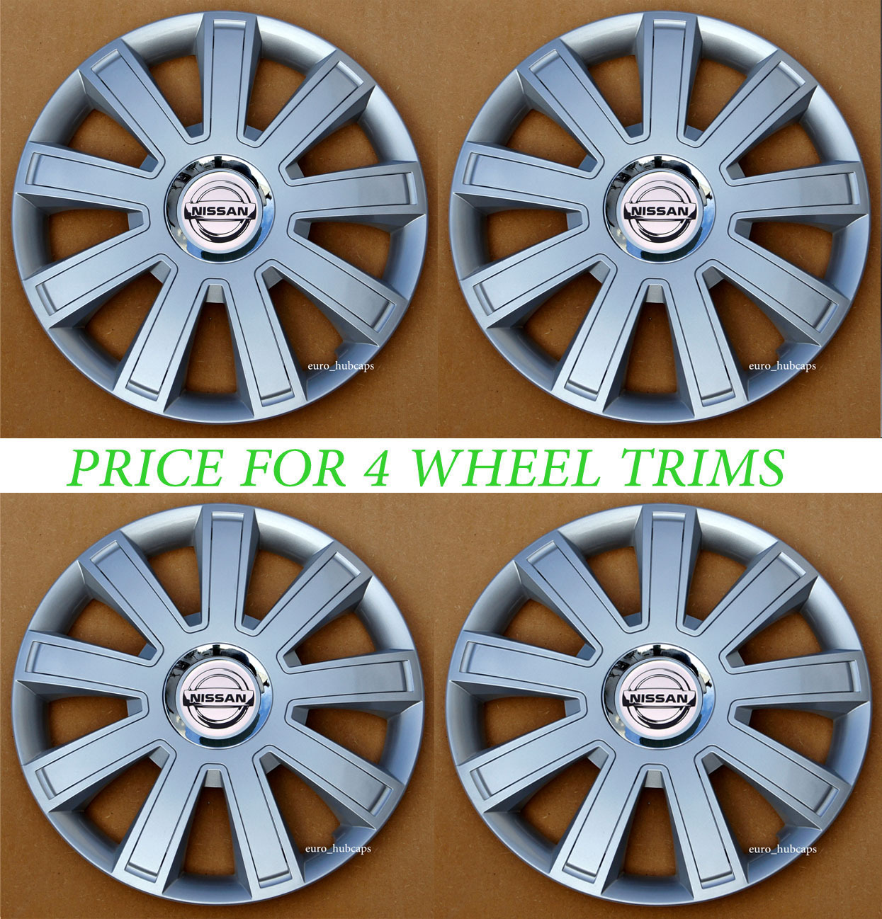 Silver/Black 14" wheel trims, Hub Caps, Covers to fit Nissan Micra,Pixo ...